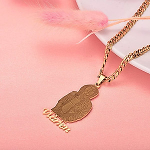 Gemiac Custom Photo Name Necklace Personalized Picture Necklace Gold Plated Nameplate Necklace Initial Custom Jewelry Birthday Gift for Women