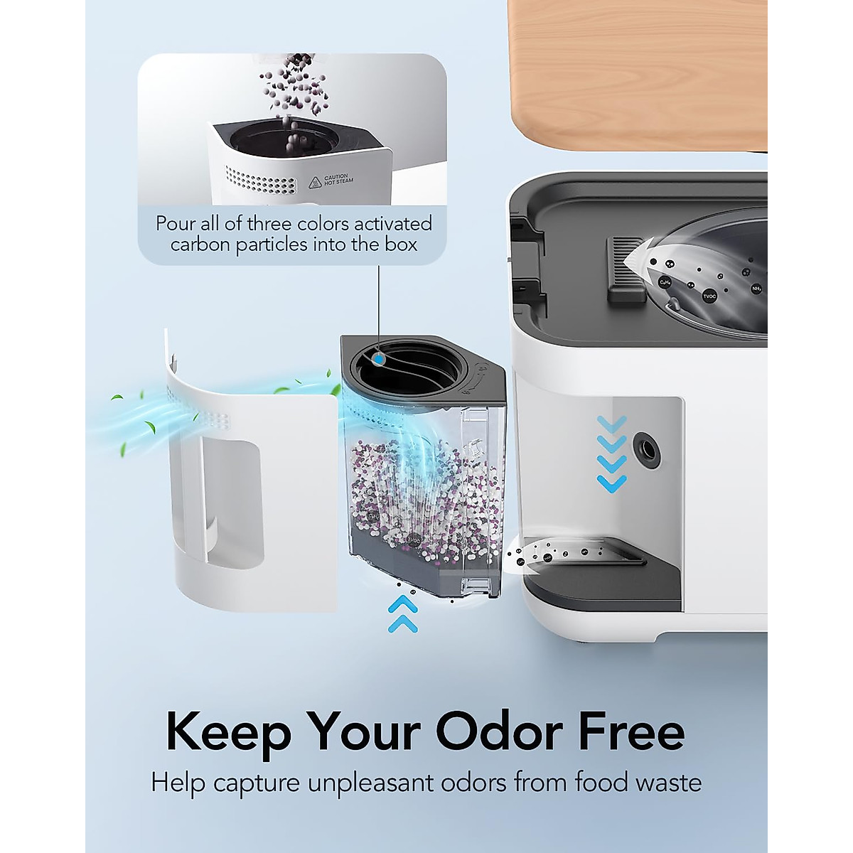 iDOO Smart Kitchen Composter, Electric Food Compost Bin, Indoor Countertop Food Cycler, Home Automated Composting Machine, Odorless and Compact Mixer Grinder, 3L Capacity Turn Waste to Compost