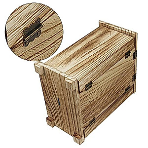 Jwinkumy Jewelry Box Wooden Rustic Large Organizer with Mirror, 4 Layer Jewelry Display Cabinet for Earring Ring Necklace Bracelet Gift for Women Girls