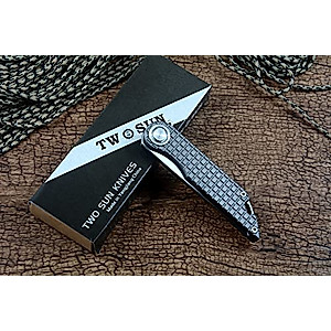 twosun TWOSUN Pocket Knife M390 Blade Flipper TC4 Titanium Handle TS308
