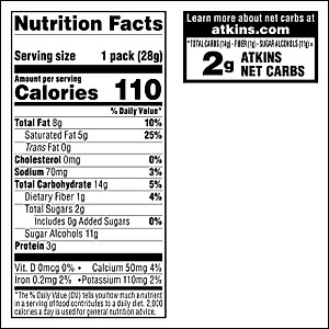 Atkins Endulge Treat, Peanut Butter Candies, 2g Net Carbs, 2g Sugar, Creamy Peanut Butter Filling, Low Carb, Low Sugar, 4 Packs (5 Count Each)