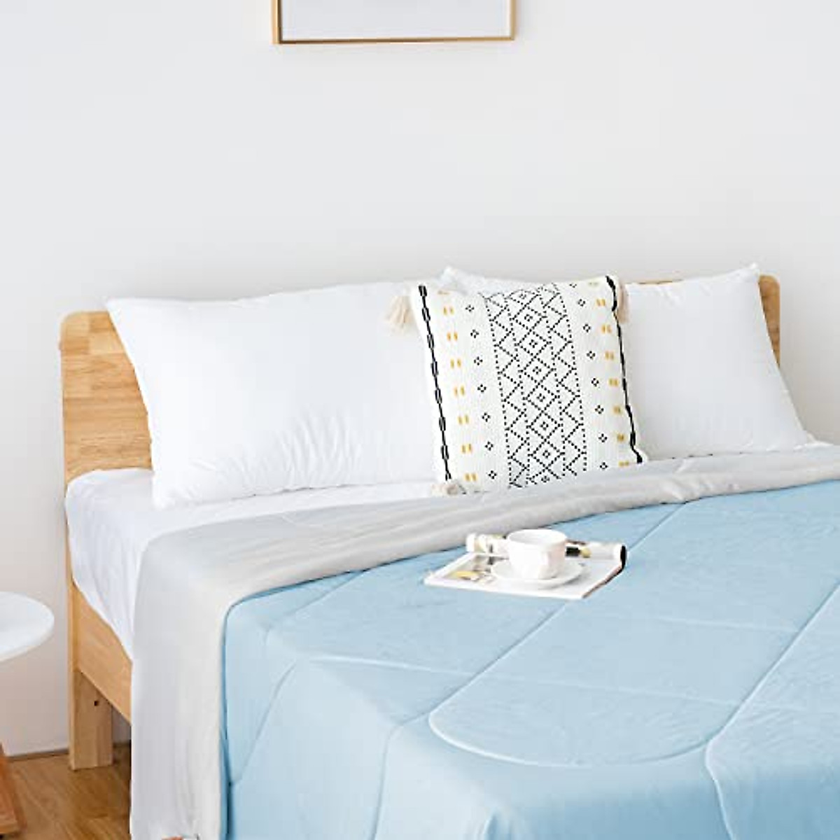 HOMFINE Cooling Blanket for Hot Sleepers - Both Sides Q-Max>0.45 Arc-Chill Cooling Fiber for All-Season, Breathable Soft Keep Cool Summer Blanket for Bed Couch Sofa (Blue, 90 x 90 inches)