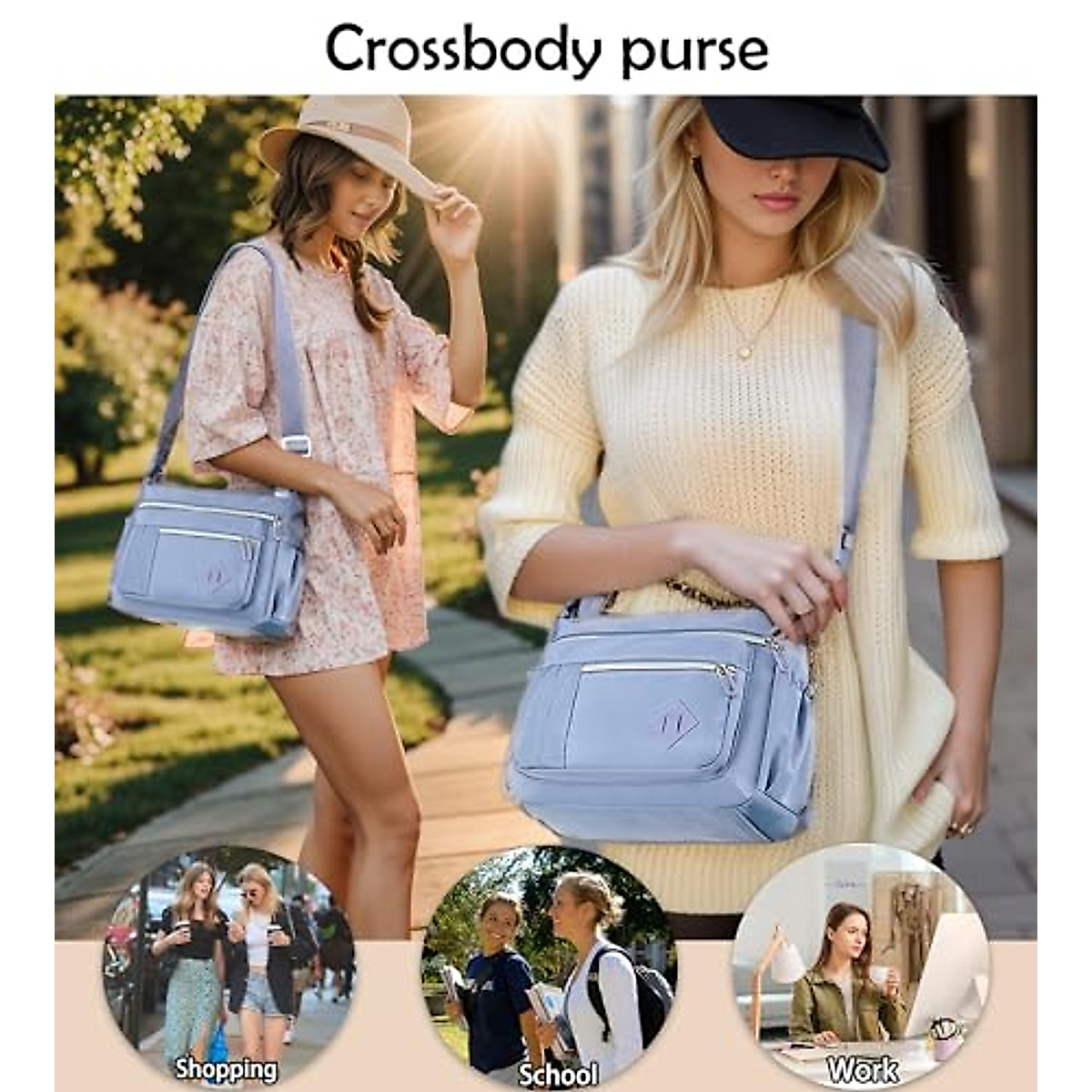 BASICPOWER Crossbody Bag Purse for Women, Multiple Pockets Lightweight Waterproof Shoulder Bags Travel Tote Handbag