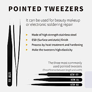 13 Pcs Sharp Precision Tweezers Set,Anti-Static Stainless Steel Esd Tweezers Kit For Craft, Jewelry, Electronics Repair, Soldering & Laboratory Work.And Used for Beauty Etc