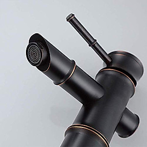 SH-CHEN Taps Bathroom Countertop Copper Faucet Black Hot and Cold Mixed Faucet Washbasin Sink Antiseptic Faucet Suitable for Bathroom Kitchen Toilet Garden (with Hose) Taps for Bathroom