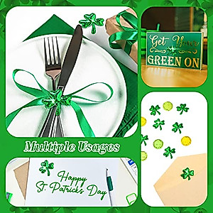 50Pcs St. Patrick's Day Shamrocks Table Confetti Sprinkles St Patricks Day Decorations Glitter Lucky Irish Green Scatter Shamrocks Assorted Cutouts Party Confetti for DIY Holiday Party Supplies