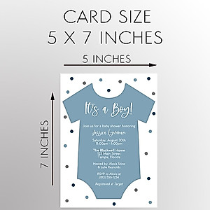 Customizable Baby Shower Invitations for Boy Bodysuit Invites (12 Count)