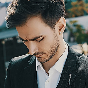 CivetCat Moissanite Bezel Setting Earrings Stud Set for Men Women Rhodium Plated 925 Sterling Silver Friction Back 6.5mm 1 carat D color VVS Brilliant Colorless