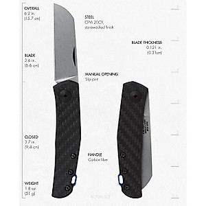 Zero Tolerance 0230, Jens Anso Design, Manual Opening Slip Joint Folding Knife, Black, Carbon Fiber