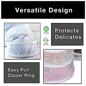 Smart Design Intimate Wash Bag with Safety Zipper - Set of 2 - Washing Machine Safe - Fine Mesh Nylon Polyester - Bra, Hosiery, Pantyhose, Delicates, Lingerie, & Baby Clothes - 6.5 x 5.5 Inch - White