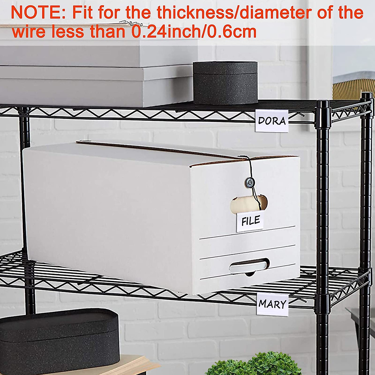 Basket Labels Clip On,50PCS Clear Plastic Bin Clip Labels for Baskets,Wire Shelf Price Labels,Labels for Storage Bins,Merchandise Sign Display Holder,50PCS 6X4CM Label Inserts Included. (CQTP0000)