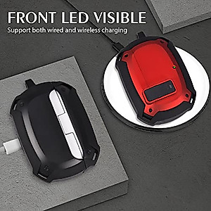 Case for New Beats Studio Buds 2021, Filoto Secure Lock Rugged Beats Studio Buds Hard Shell Protective Wireless Charging Case Cover Earbuds Accessories with Keychain for Men Women (Red)