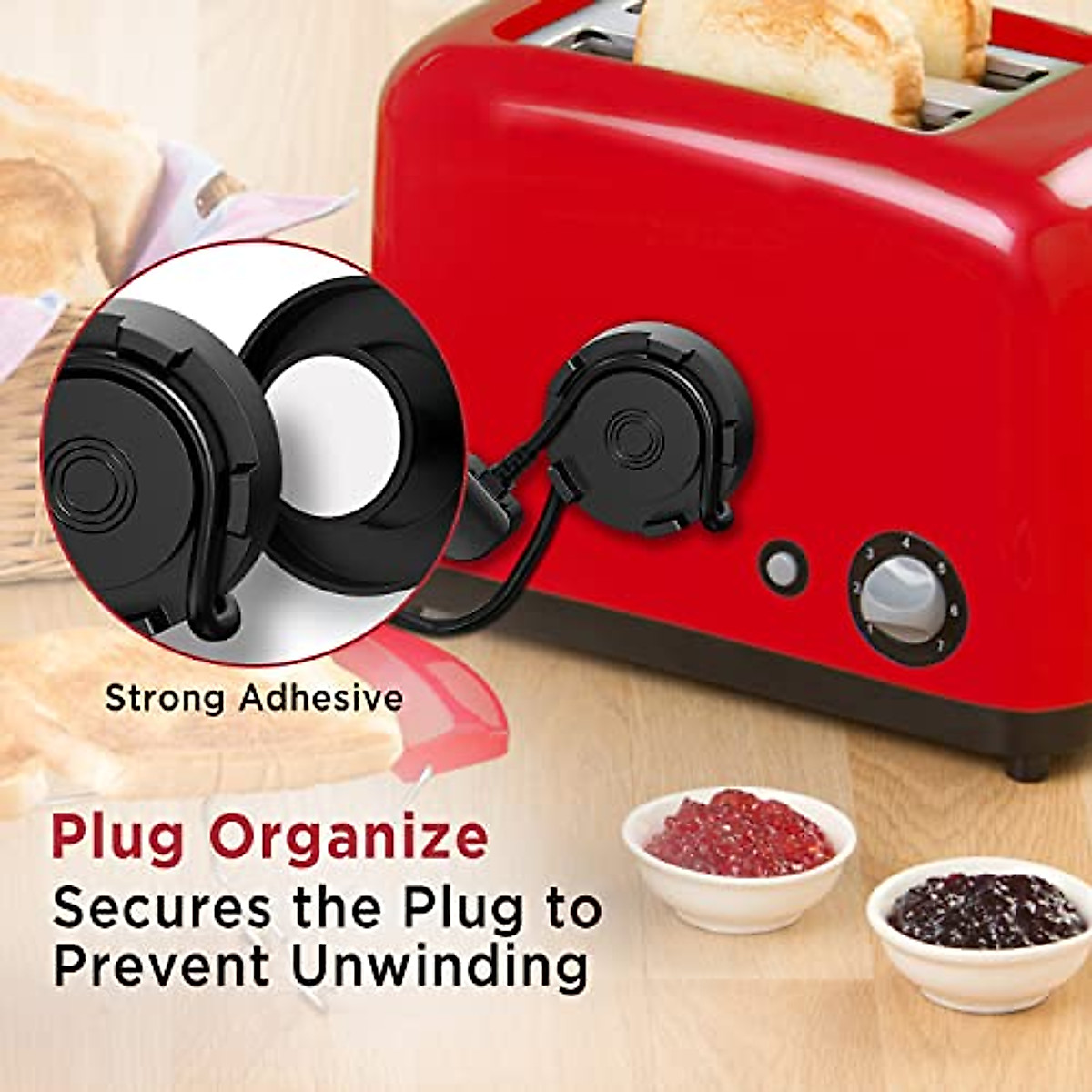 OUTXE Cord Wrapper for Appliances 3 Pack, Wire Cord Hider for Kitchen Appliances, Strong Self-Adhesive Cord Organizer Works in Toaster, Stand Mixer, and Coffee Maker