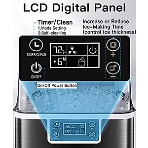 Kndko Ice Maker 45Lbs,2-Way Add Water,Self Cleaning Ice Makers Countertop,Home Ice Machine,Ice Size Control,24H Timer,Party Countertop Ice Maker for Home Bar RV,Stainless Steel Ice Maker Machine