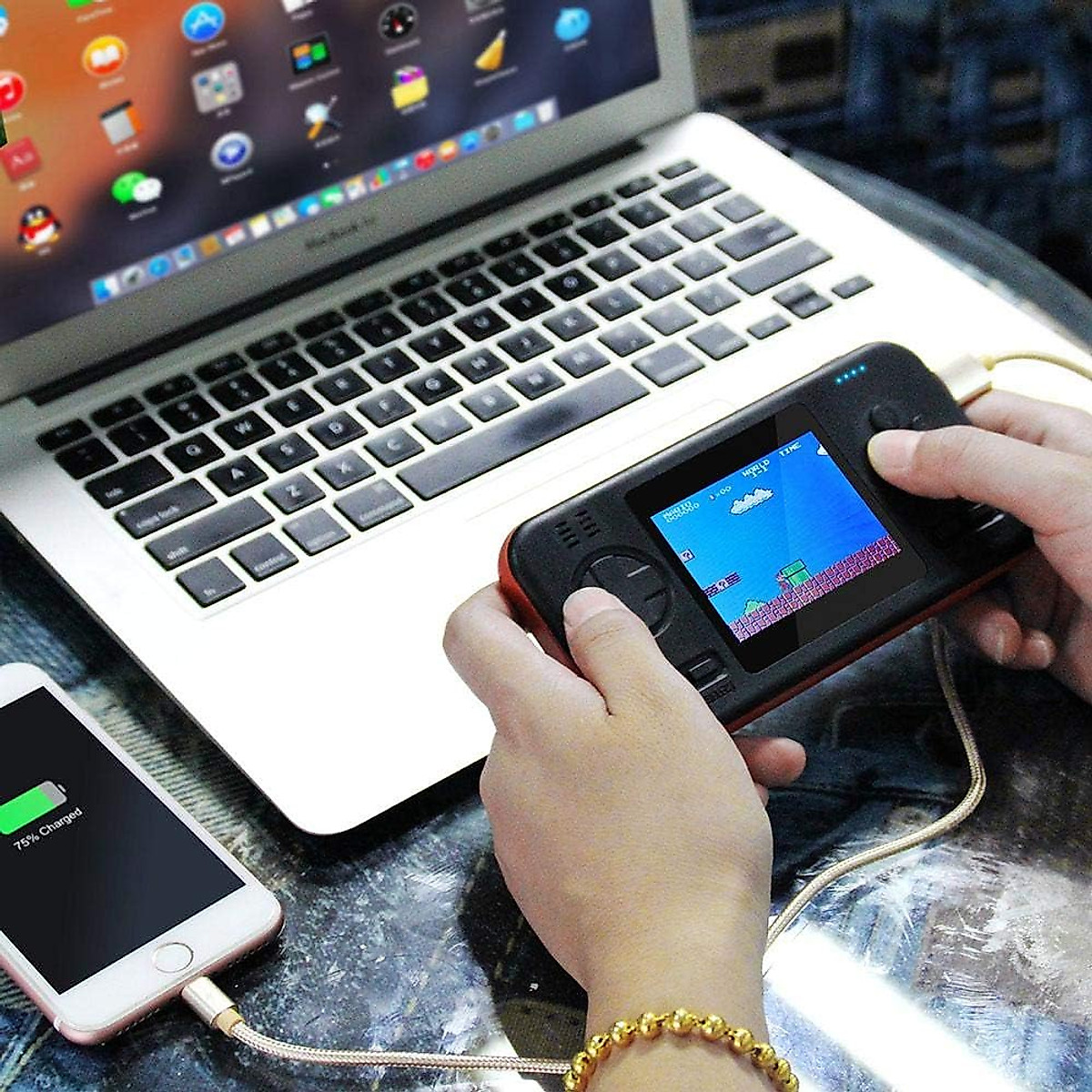 Peedeu Retro Game Console Power Bank,2.8 Inch Handheld Game Console,Mini Video FC PVP Game Player Gameboy 416 Games Travel Portable Gaming System Built-in 8000mah Battery USB C Fast Charging Type C