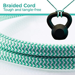 Cordinate 6-Outlet Surge Protector, Power Strip, Flat Plug, Braided Cord, Decorative, 3 ft Power Cord, Wall Mount, Tangle-Free, Warranty, Green, 41640 