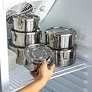 Zopeal 6 Pcs Stainless Steel Food Storage Containers with Lid Bento Lunch Boxes Reusable Metal Flat Canisters for Camping Trips Picnic Snacks Soups Salads Leftovers, 3 Sizes