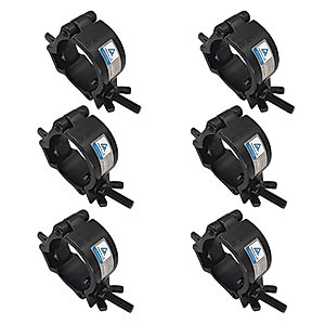 6 Pack O-Clamp Stage Lights Truss Clamp, 2" Aluminum Light Clamps, LED PAR DJ Spots Lights Moving Head Beam Spot Clamps, Fit for 48-51mm (1.88-2") OD Tube/Pipe, Heavy Duty 220lbs, TUV Certificated