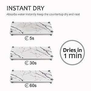 Drying Stone for Kitchen Counter, Water Absorbing Stone Sink Organizer for Bathroom Diatomaceous Earth Stone Drying Tray Instant Dry Sink Caddy Soap Dispenser Sponge Holder