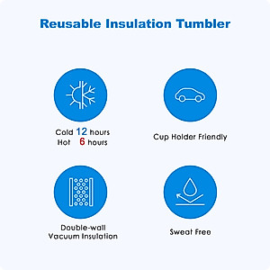 Bluwing Stainless Steel Coffee Tumbler with Handle, 30 oz Double Wall Vacuum Insulated Water Tumbler with Spill Proof Lid for Travel（Black）