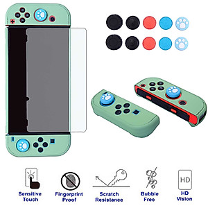 Dockable Case for Nintendo Switch - COMCOOL 3 in 1 Protective Cover Case for Nintendo Switch and Joy-Con Controller with Screen Protector and Thumb grips - Tea Green