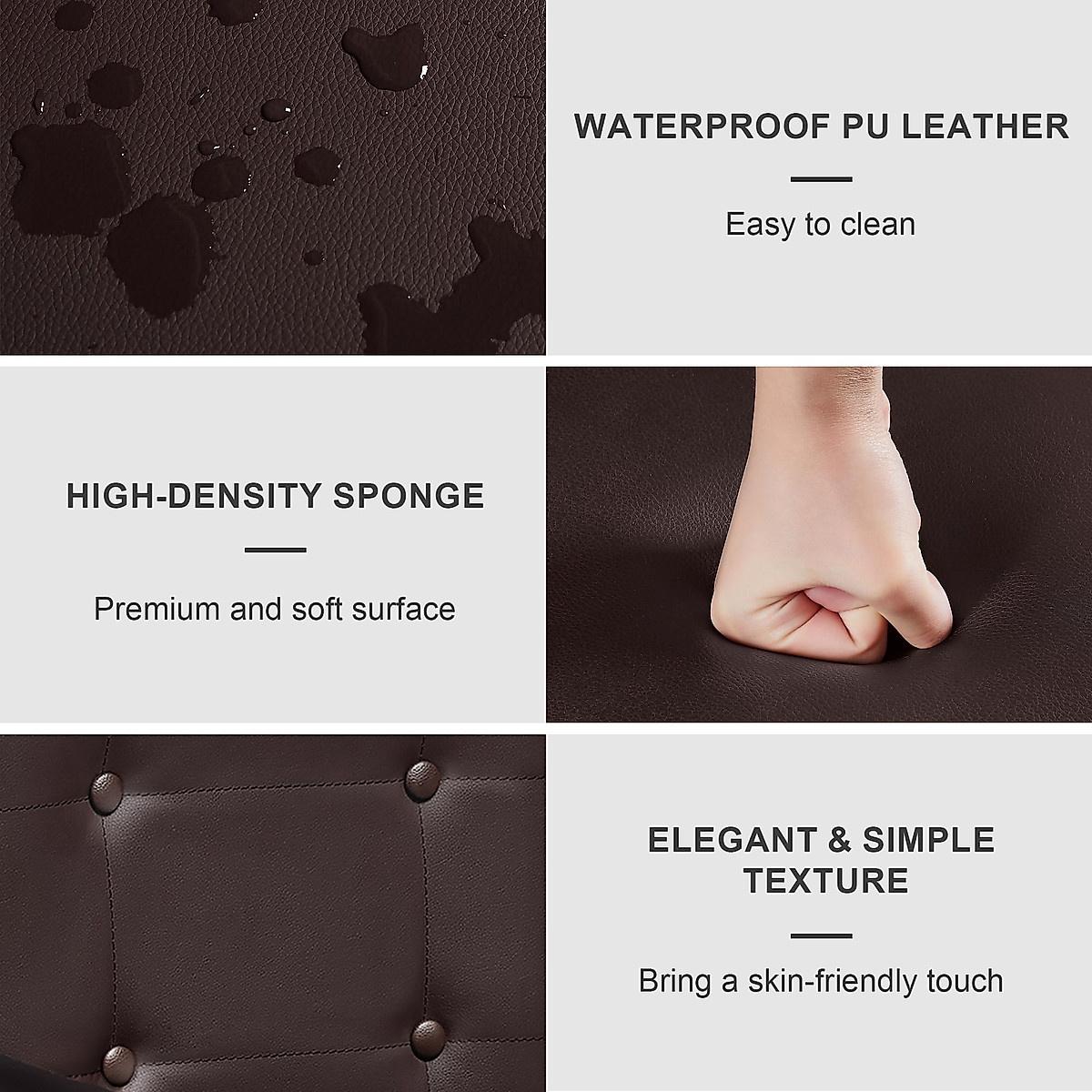 VECELO Desk Chair, Home Office Swivel Chairs PU Leather Height Adjustable with Wheels, Coffee