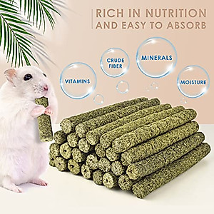 Bissap Timothy Hay Sticks for Rabbits 38PCS, Natural Timothy Grass Molar Teeth Stick Chew Toys for Bunnies Chinchillas Guinea Pigs Hamsters and Other Small Animals Treats