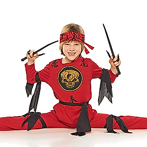 ZOIIWA 12 Pcs Ninja Headband Ninja Birthday Party Decorations Ninja Master Themed Headband for Kids Boys Girls Party Supplies Karate Red Headband Ninja Warrior Birthday Party Favors