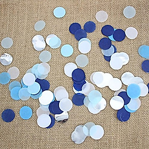 Mybbshower Tissue Paper Wedding Confetti in Blue White Silver for Boys Birthday Party Bridal Baby Shower Table Decor 25 mm Pack of 5000