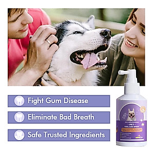 YKLWORLD Pet Teeth Cleaning Spray, Pet Clean Breath Freshener Breath Removal Spray, Pet Mouth Spray, Teeth Cleaning Spray for Dogs & Cats, Pet Clean No Brushing Pet Oral Care Spray (1PCS)