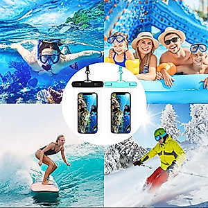 v-Golvin Universal Waterproof Phone Pouch IPX8 Underwater Case Cell Phone Dry Bag for iPhone 13 12 11 Pro Max SE 2020 XS Max XR 8 7 6s Plus S22 S21 Note 20 Ultra & Smart Phones Up to 7"-Black+Teal