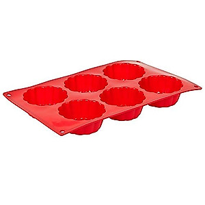 Tezzorio 6-Cavity Brioche Silicone Baking Mold, BPA Free, Non-Stick Baking Molds/Cake Pans