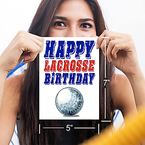 Play Strong Lacrosse Birthday Card 1-Pack (5x7) Super Star Illustrated Sports Birthday Cards Greeting Cards- Awesome for Lacrosse Players, Coaches and Fans Birthdays, Gifts and Parties!