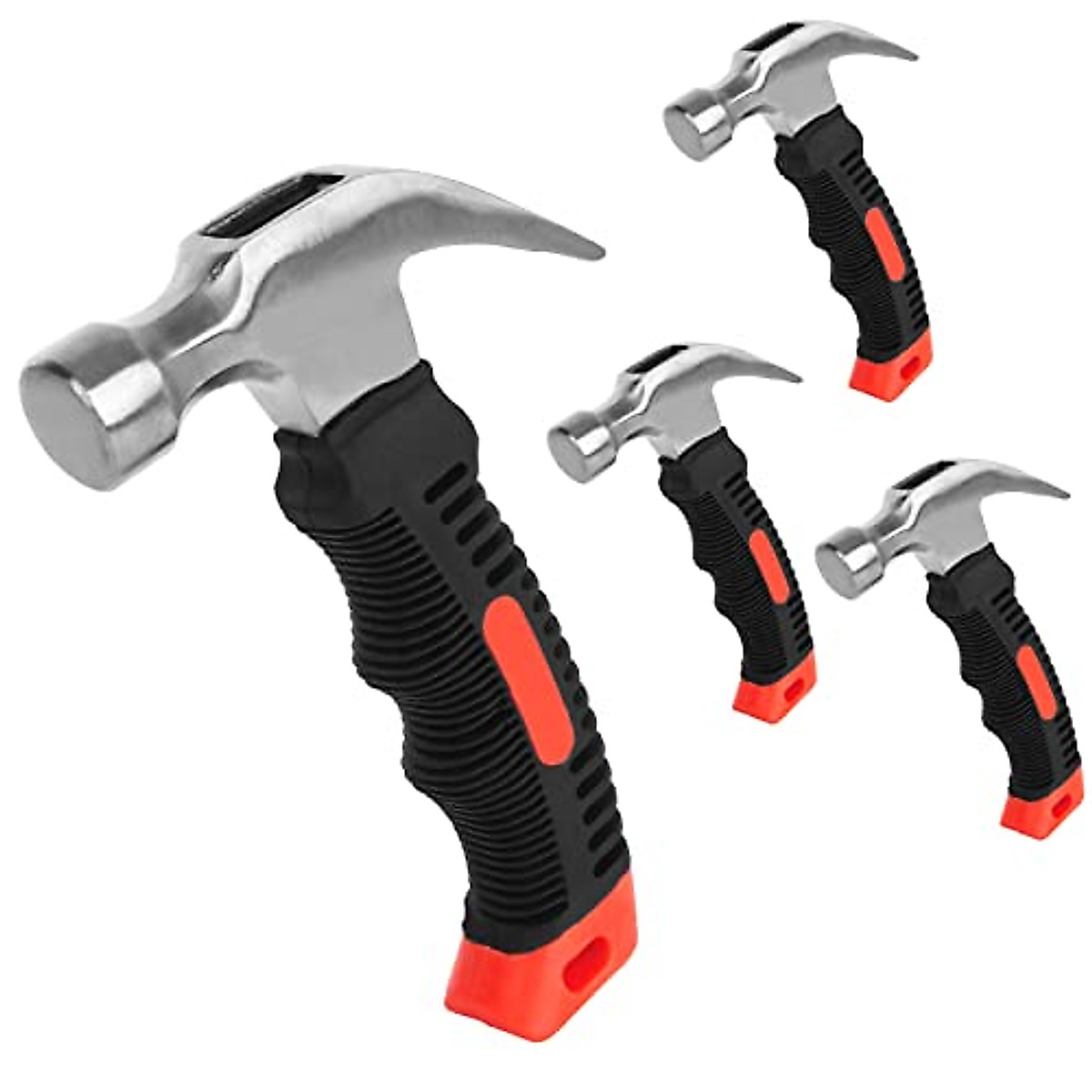 LISHINE 8 Oz Stubby Claw Hammer, 4 Pack Small Claw Hammer with Mini Handle, Nail Hammer Tools, Small Hammer for Household Work and Outdoor Camping