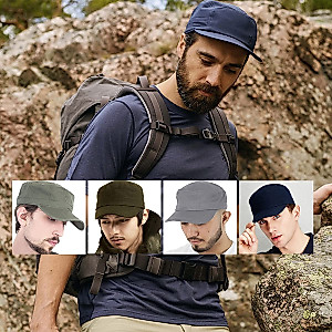 Zylioo Oversize XXL Flat Top Style Army Cap,Breathable Military Hat for Big Heads 22"-24.5",Extra Large Blank Army Hat