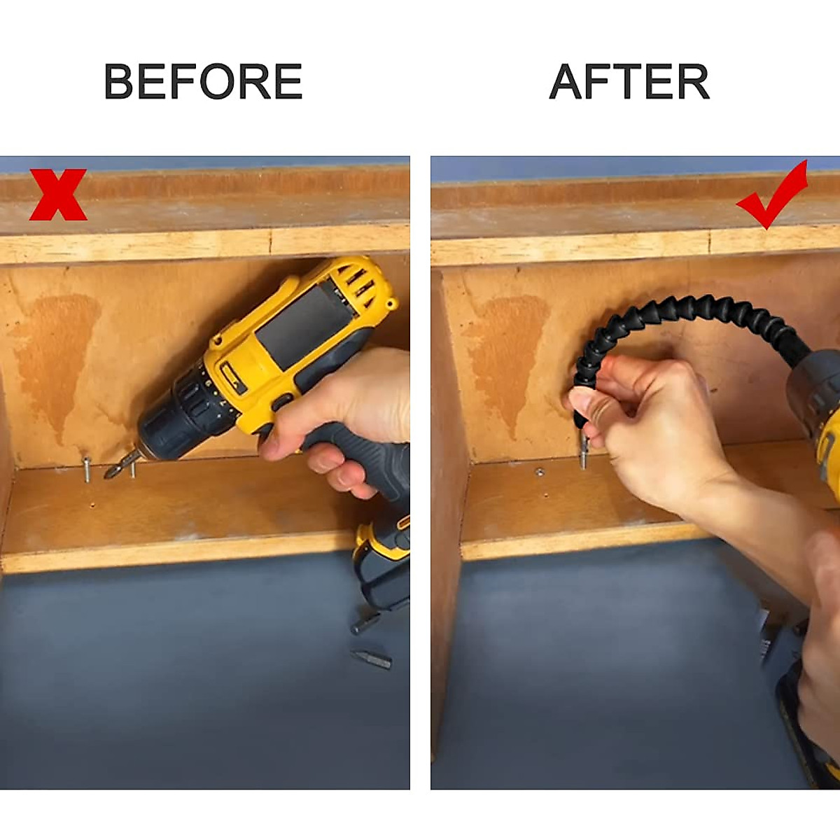 23pcs Flexible Drill Extension - 1/4" Magnetic Hex Soft Flexible Shaft Extension Bits - 9 Universal Nut Driver Drill Bit Set And 12 Screwdriver Bit Sets Included - Flex Bit Extension For Furniture