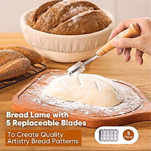 Jeensley Boxed Sourdough Bread Proofing Basket Banneton Bowl with Liner and Bread Baking Tools Round Handmade from Quality Indonesian Rattan Bread Baking Supplies