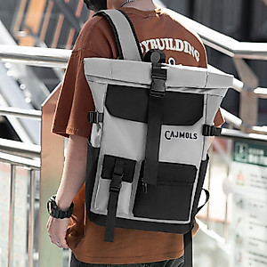 Cajmols School Backpack Waterproof Bookbag College High School Bag For Boys Girls Lightweight Casual Daypack Laptop Backpacks (C- Gray)