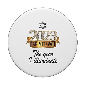2023 Bar Mitzvah Quote Festive White Yellow Decor PopSockets Standard PopGrip