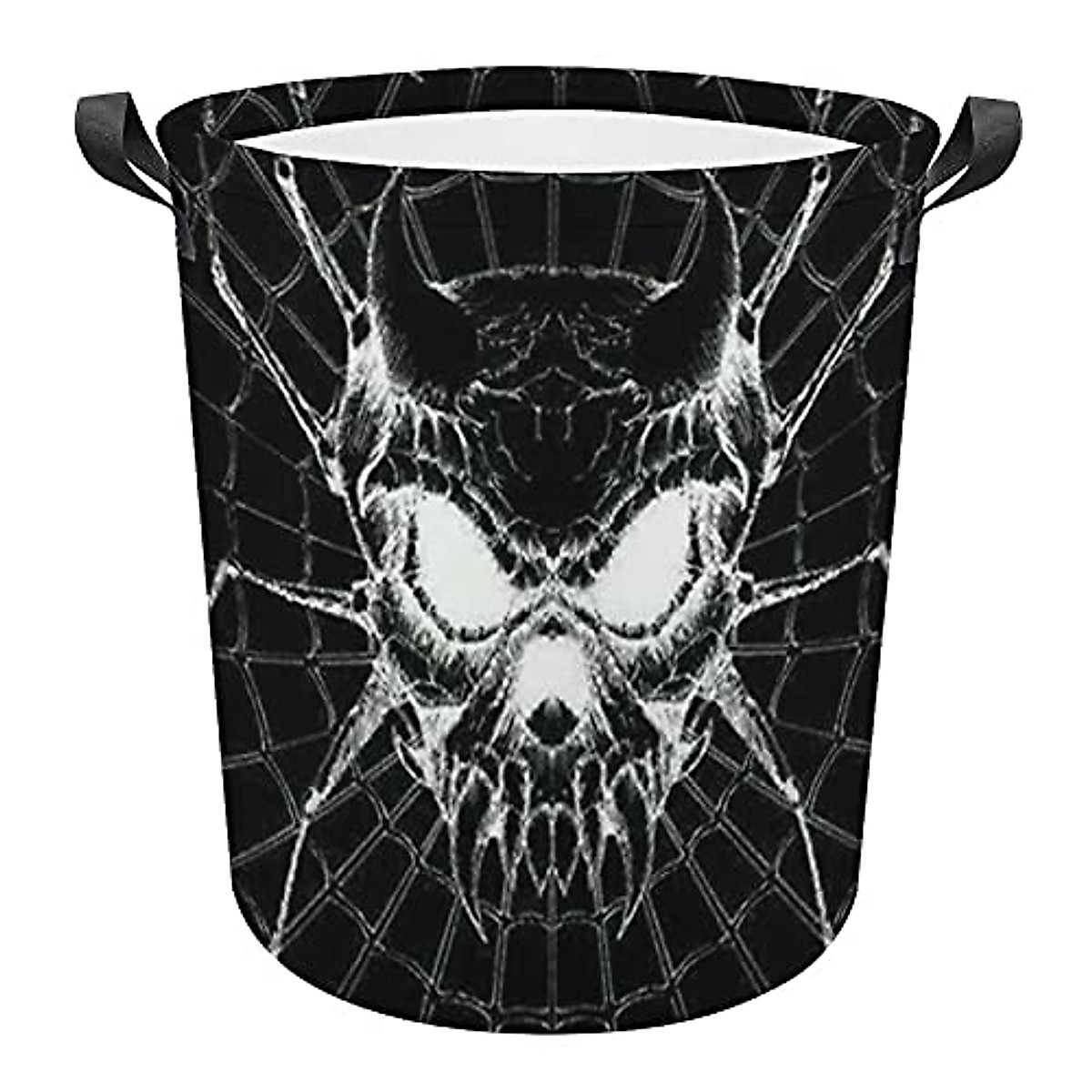 Spider Webs Skull Art Oxford Cloth Laundry Basket with Handles Storage Basket for Toy Organizer Kids Room Nursery Hamper Bathroom