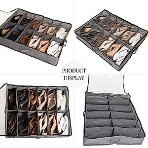Set of 2 Under Bed Shoe Organizer and Storage for Men, Women and Kids for Up to 12 Pairs Each