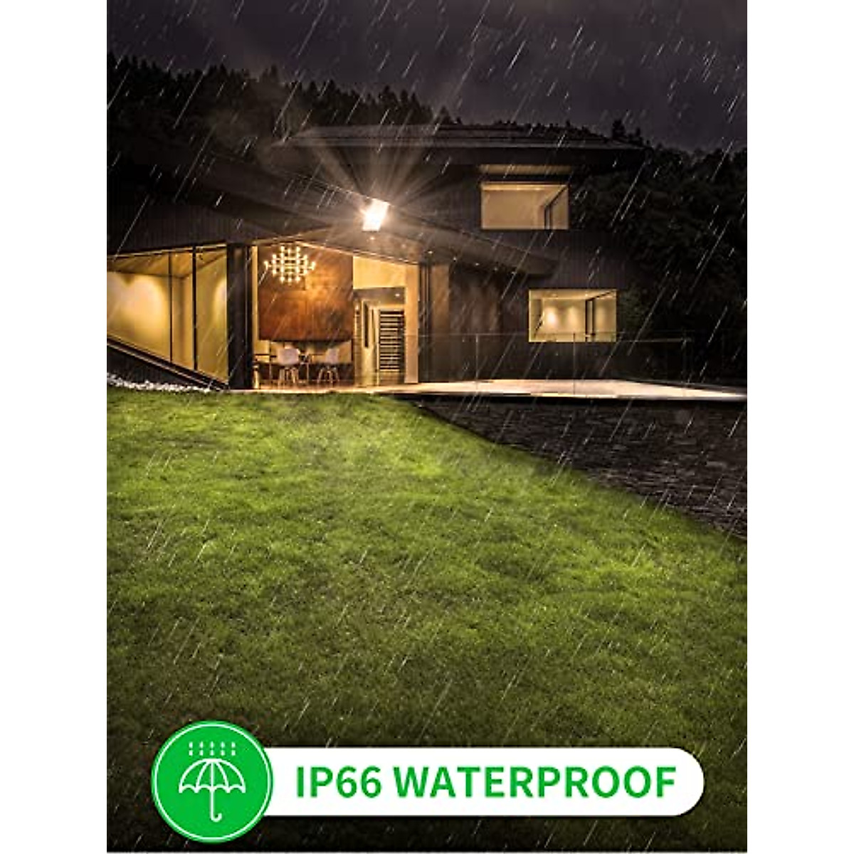 Viugreum 300W LED Flood Light, 24000LM 3000K Warm White, Slim Outdoor Floodlight, IP66 Waterproof Security Lights, Landscape Wall Lights for Garage, Garden, Lawn, Yard, Playground