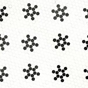Capella Star Pattern Black and White Hexagon 1" Porcelain Floor and Wall Tile Matte for Kitchen Backsplash, Bathroom Shower, Decorative Accent Wall (1 Sheet)