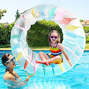 ALLADINBOX Inflatable Roller Float, 40" Colorful Water Wheel, Swimming Pool Rainbow Roller Toy for Kids and Adults Outdoors, Recommended Age 3 Years+