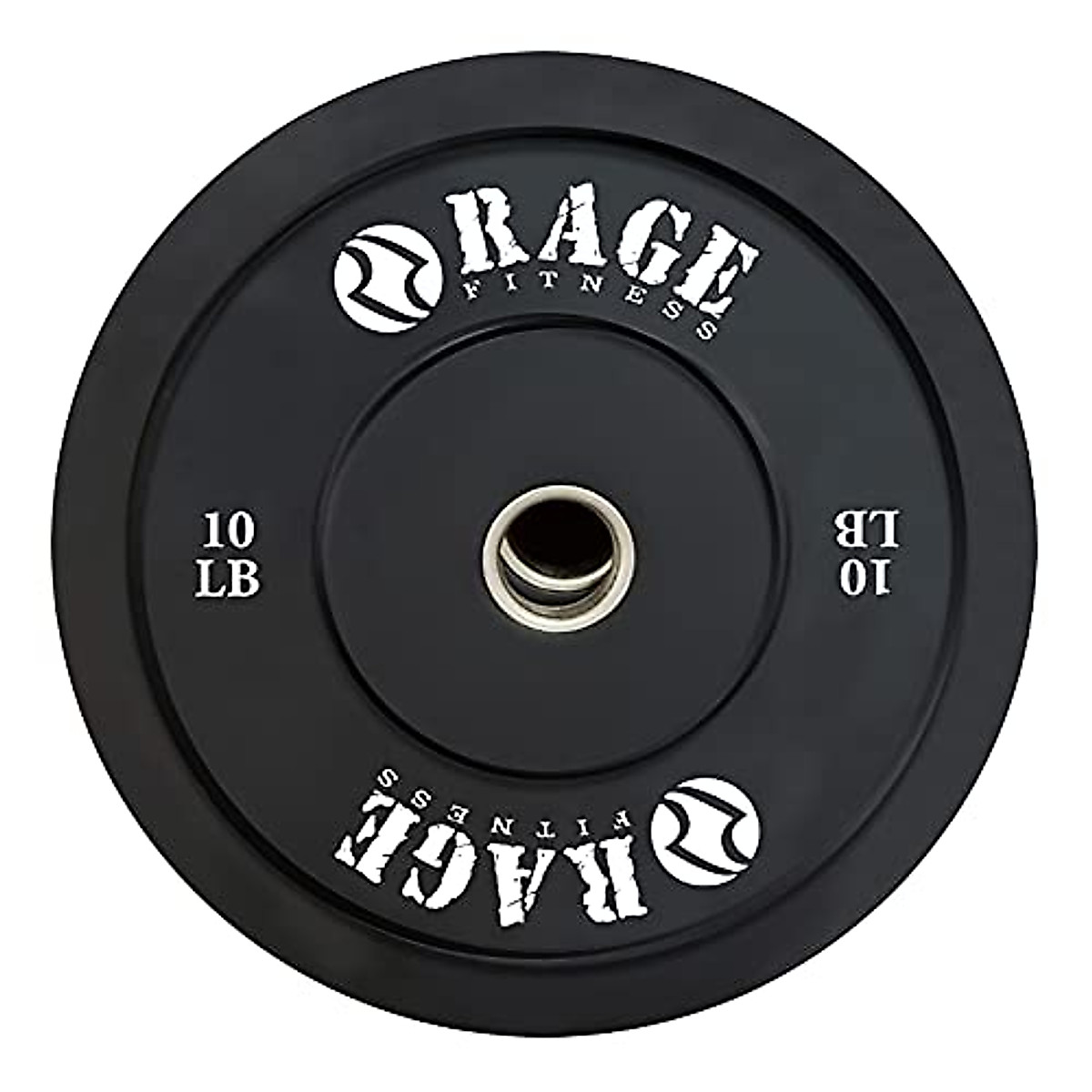 Rage Fitness 10lb Olympic Bumper Plates, 17.5" X 1" Rubber Weight Plate With 2" Steel Insert Sleeve, Minimal Bounce Perfect For Powerlifting, Squats, Bench Press, Weight & Strength Training(Black)