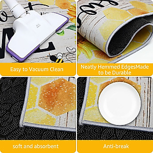 2 Pieces Sunflower Kitchen Rugs Set Kitchen Mats Non Slip Rubber Backing Area Sunflower Rug Home Sweet Home Doormat Washable Indoor Outdoor Floor Mats Country Kitchen Decor, 17'' x 30'', 17'' x 47''