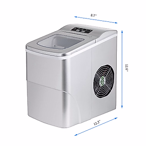 Portable Ice Maker Machine for Countertop, Ice Cube Makers, Electric Ice Maker Make 26 lbs ice in 24 hrs,Ice Cube Ready in 6-8 Mins with Ice Scoop and Basket for Home/Office/Bar (Sliver)