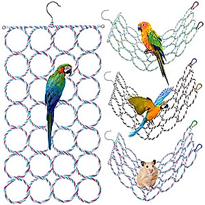 3 Pieces Bird Rat Climbing Rope Net Toy for Cage Bird Rope Perch Swing, Ladder Rope Bridge Hanging Hammock, Small Animal Activity Toy for Gerbil, Mouse, Mice, Parrot, Bird