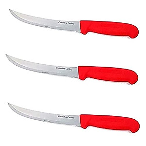 Columbia Cutlery 12" Cimiter / Curved Butcher Knife - Red Fibrox Handle (3 Pack - 12" Red Cimiter)