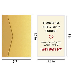 Funny Boss’s Day Card for Men Women, Boss Appreciation Card from Employee, Happy Boss Day Card Gift for Mentor Employer Leader, Thanks Are Not Nearly Enough